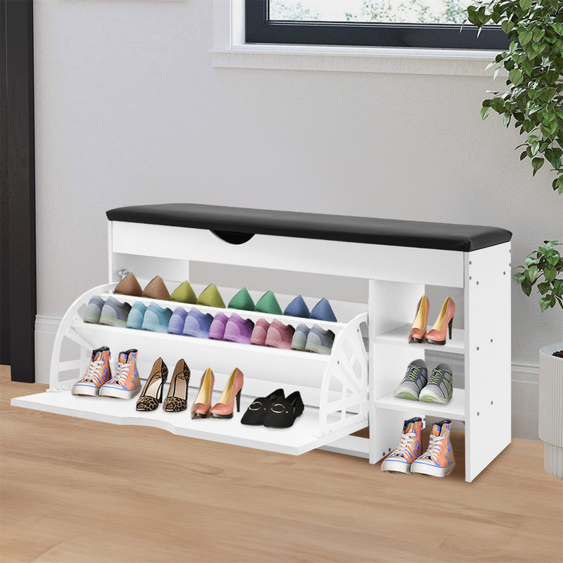 Lark Manor™ Shoe Storage Bench With Seat(Warm White) & Reviews | Wayfair