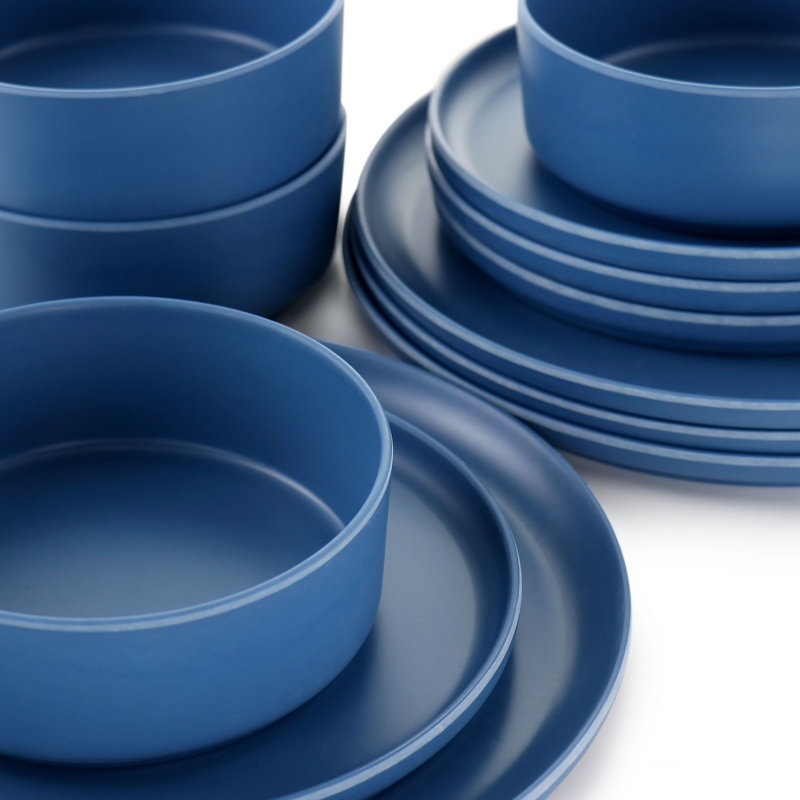 Gibson Home Canyon Crest 12 Piece Round Melamine Dinnerware Set In Blue ...