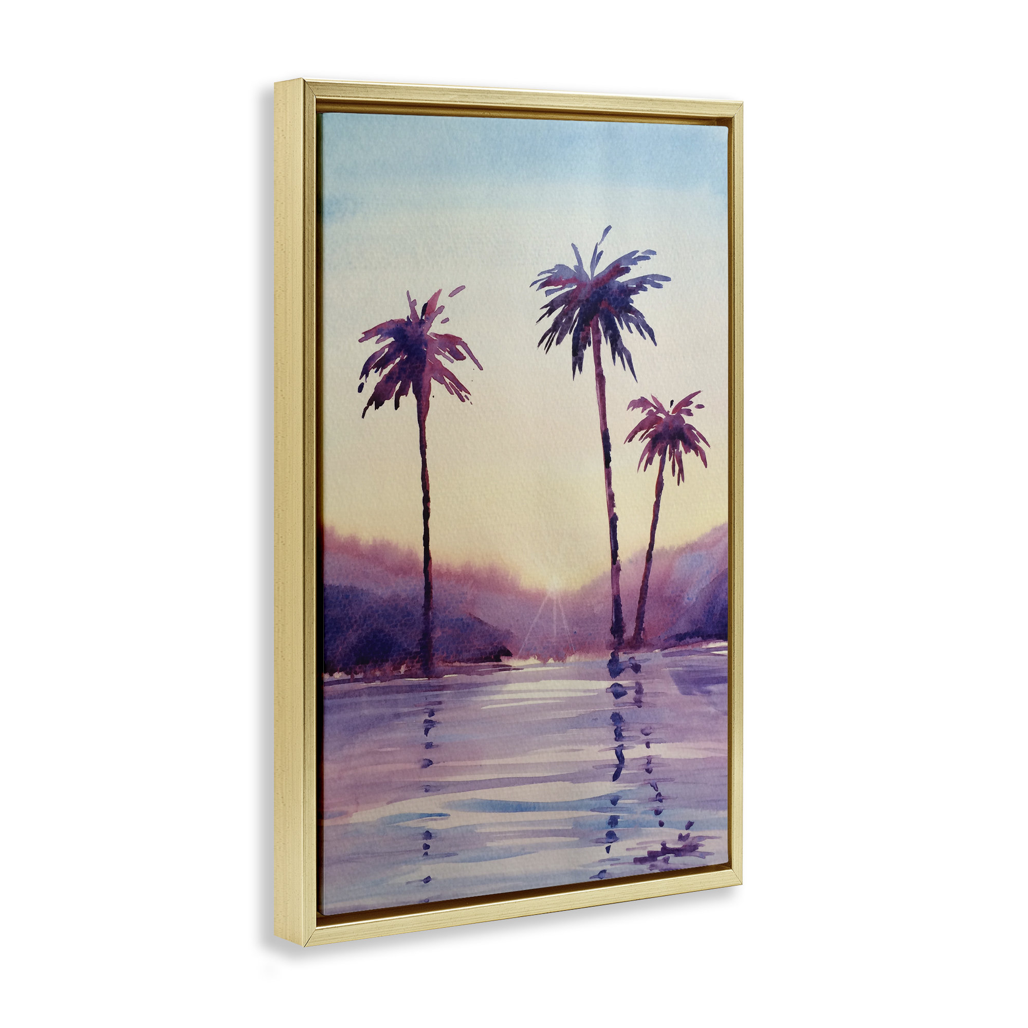 Bay Isle Home™ Purple Hued Palm Trees Floating Frame, design by ...