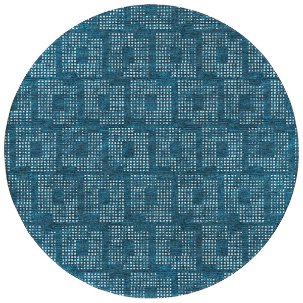 Corrigan Studio® Contemporary Blue Houndstooth 1''8" X 2''6" Accent Rug ...