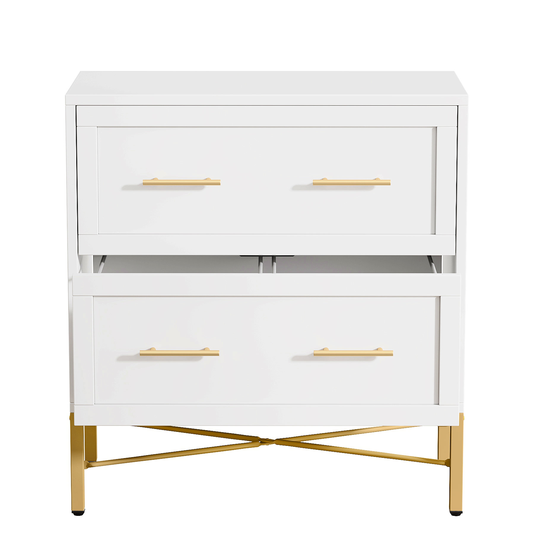 Bay Isle Home™ 31.49-Inches Modern White & Gold 2-Drawer Lateral File ...
