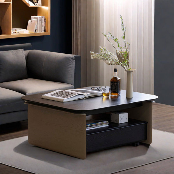 Aurora Craft Solid Wood Tea Table Living Room Movable Tea Table Solid ...