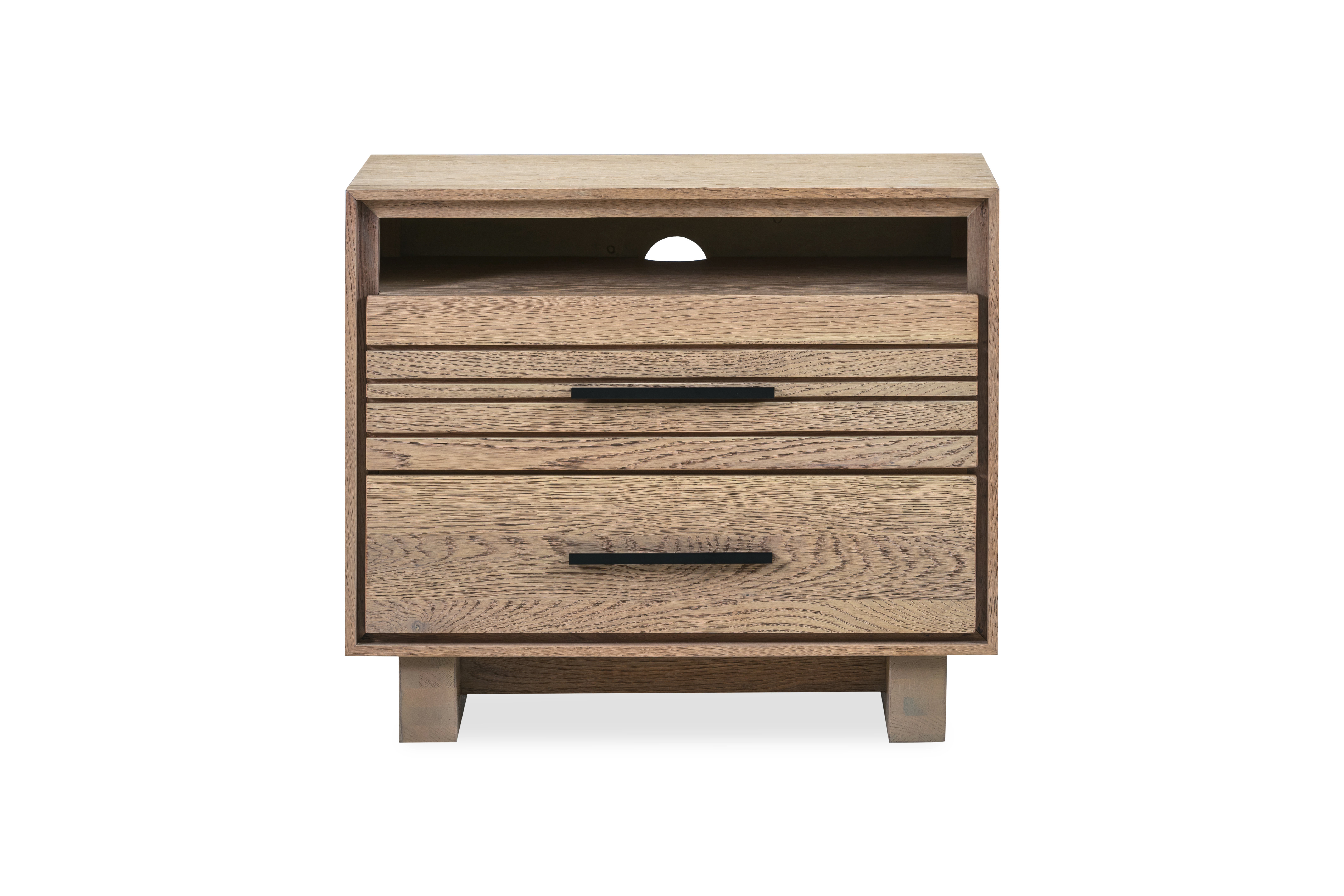 Latitude Run® Batten Two Drawer One Shelf USB-Charging Nightstand In ...