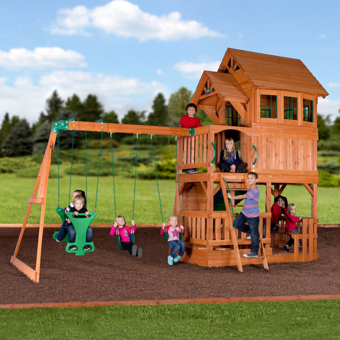 Backyard Discovery Liberty II Cedar Swing Set & Reviews | Wayfair