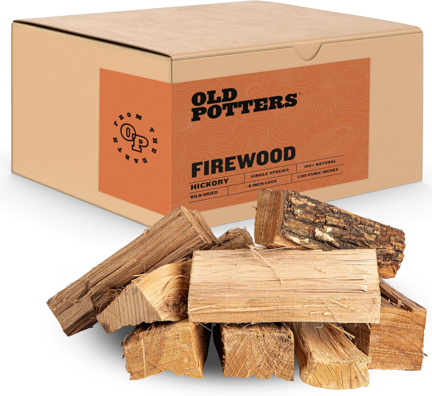 SIPIROT Firewood - Hickory, 1100 Cu. in, 16-18 Logs ~ 8" x 2.5" Logs ...