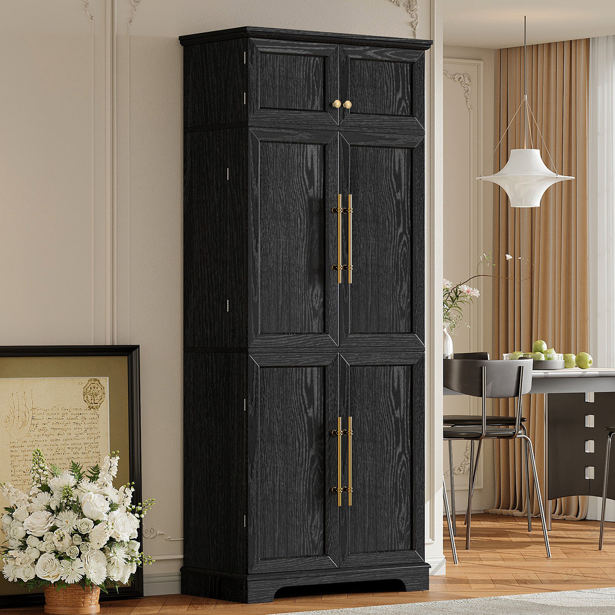 Latitude Run® K&K 78.2" Tall Farmhouse Kitchen Pantry Cabinet With 8 ...