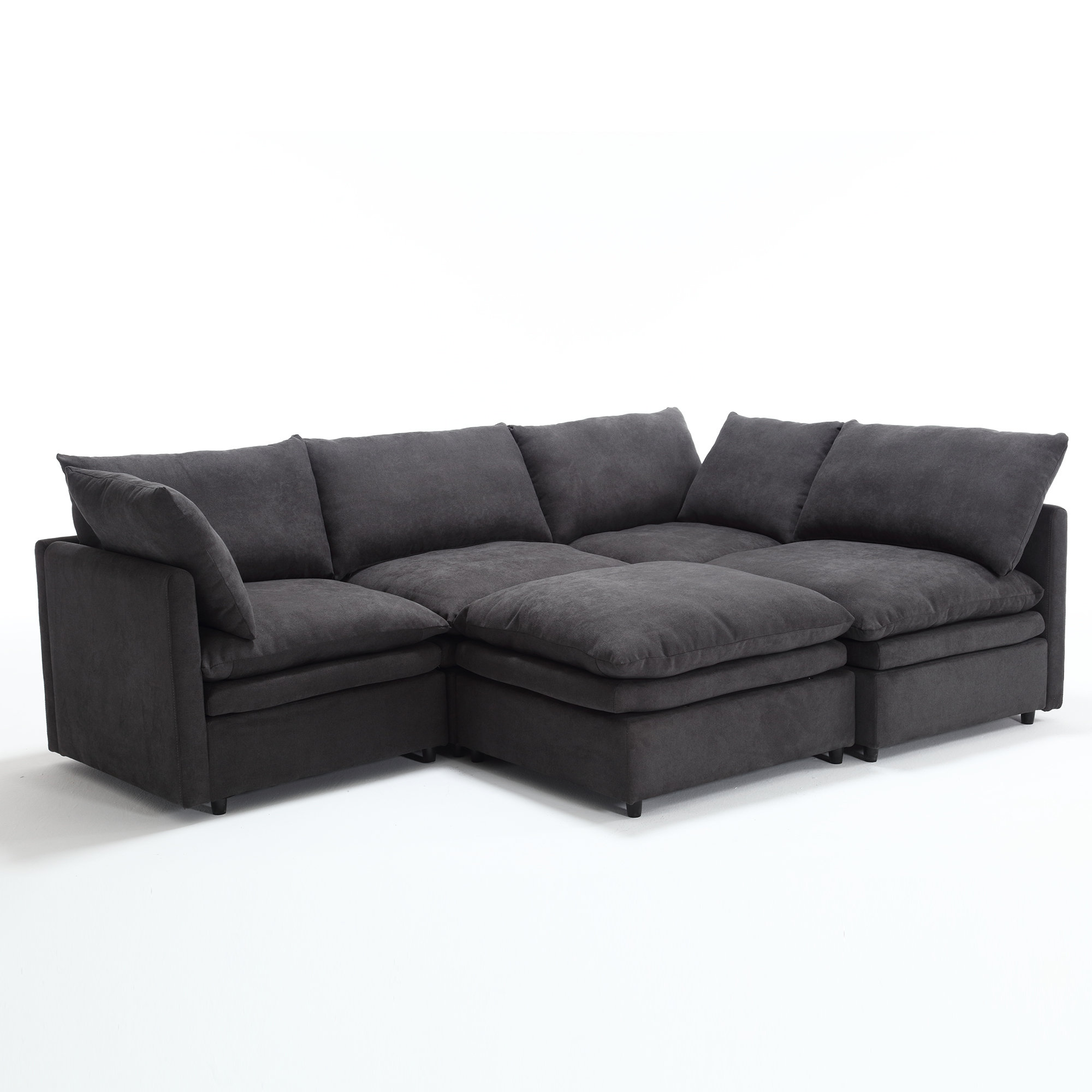 Latitude Run® Comfy 5-seat Sofa Double Layer Couch With Ottoman | Wayfair