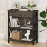 Gracie Oaks Rustic Bookshelf With Drawer, Industrial Wood And Metal ...