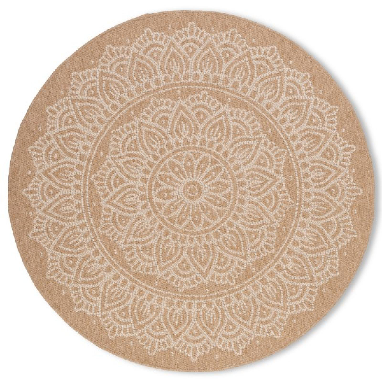 Bungalow Rose Avanos Indoor Outdoor Brown And White Mandala Pattern Rug ...