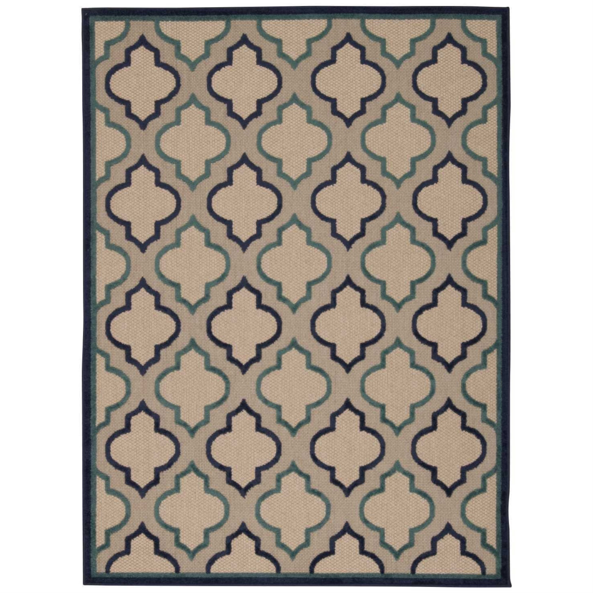 Red Barrel Studio Tapis bleu marine à motif treillis intérieur / extérieur - Wayfair Canada