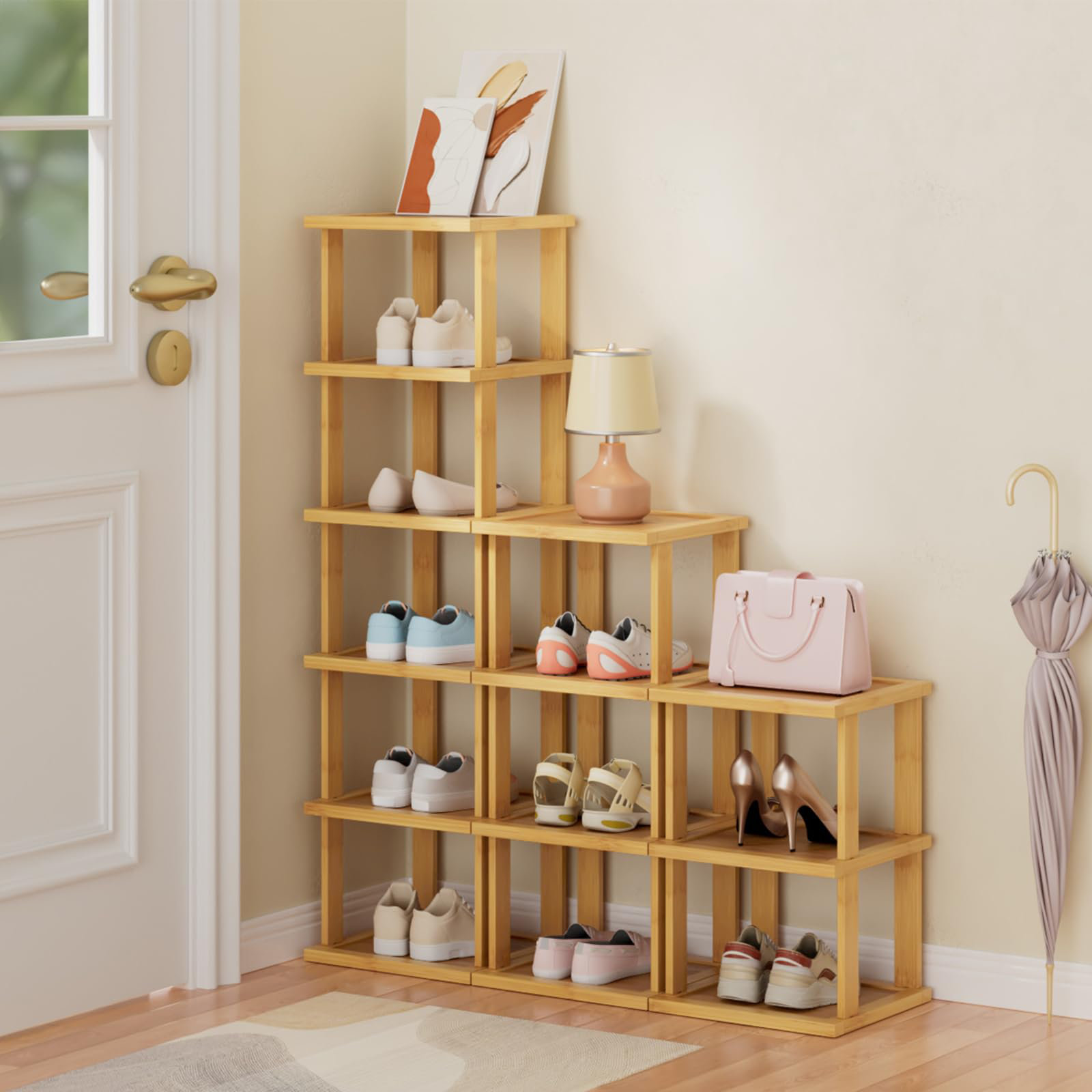 Latitude Run® Shoe Rack For Entryway, Small Shoe Rack 7-Tier Tall Shelf ...