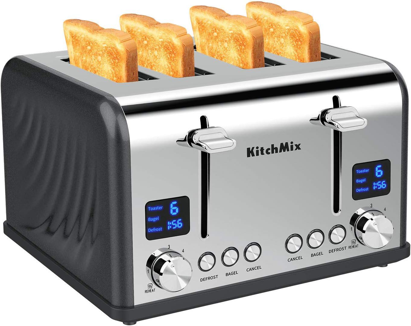 Frekra Toaster 4 Slice Stainless Toaster with LCD Timer | Wayfair