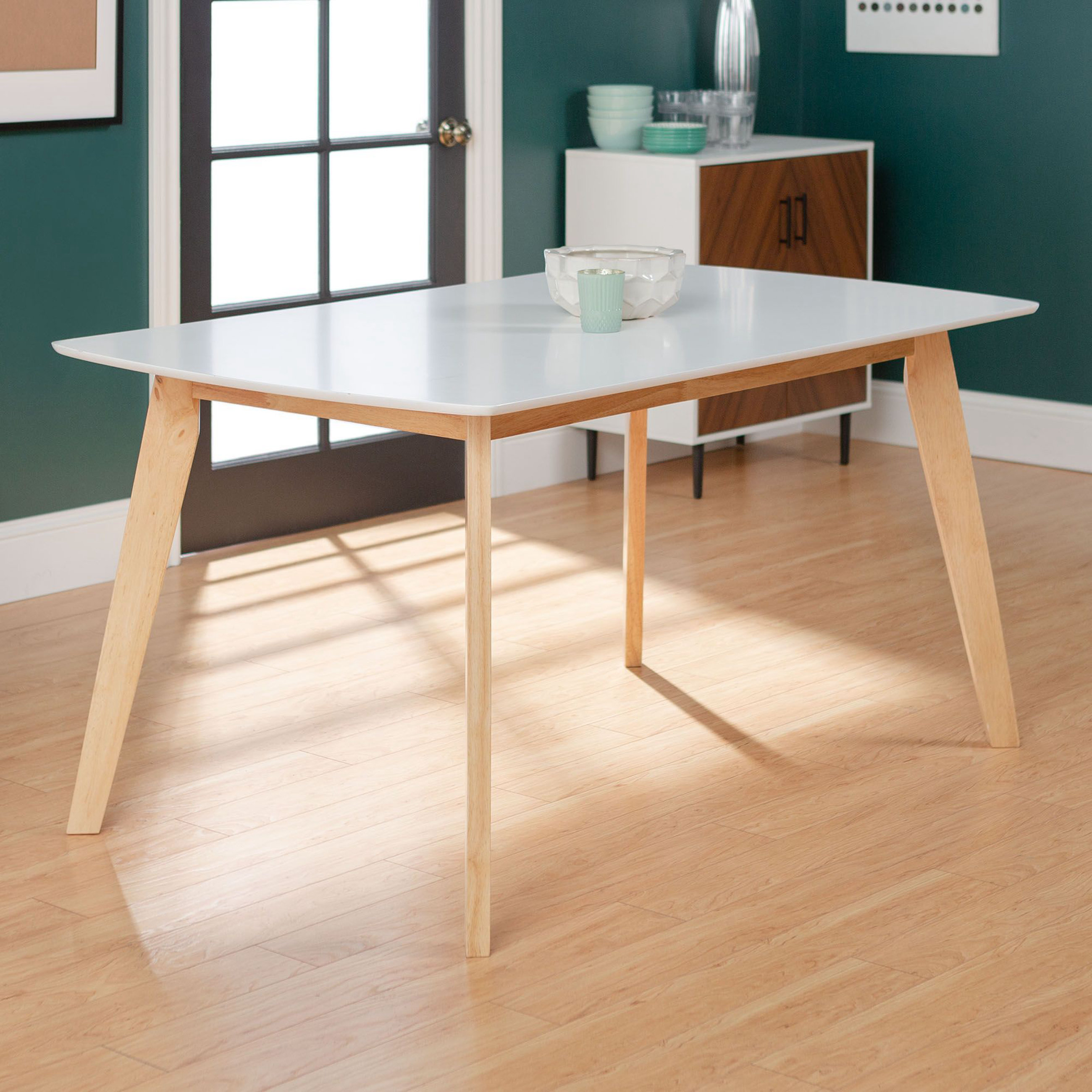 George Oliver Contemporary Solid Wood Two-Tone Dining Table - Wayfair ...