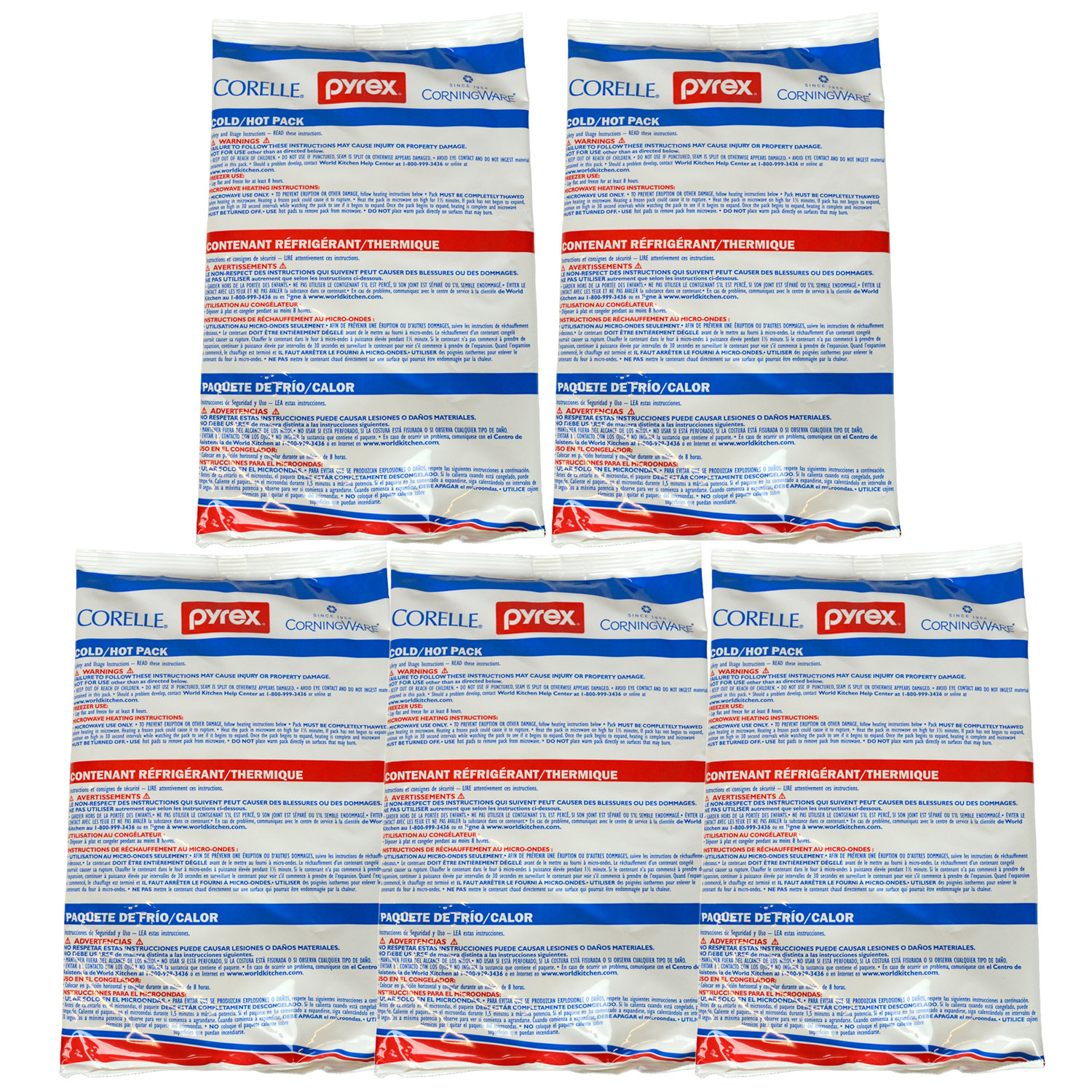 Pyrex 1122295 Large Cold/Hot Pack (5-Pack) | Wayfair
