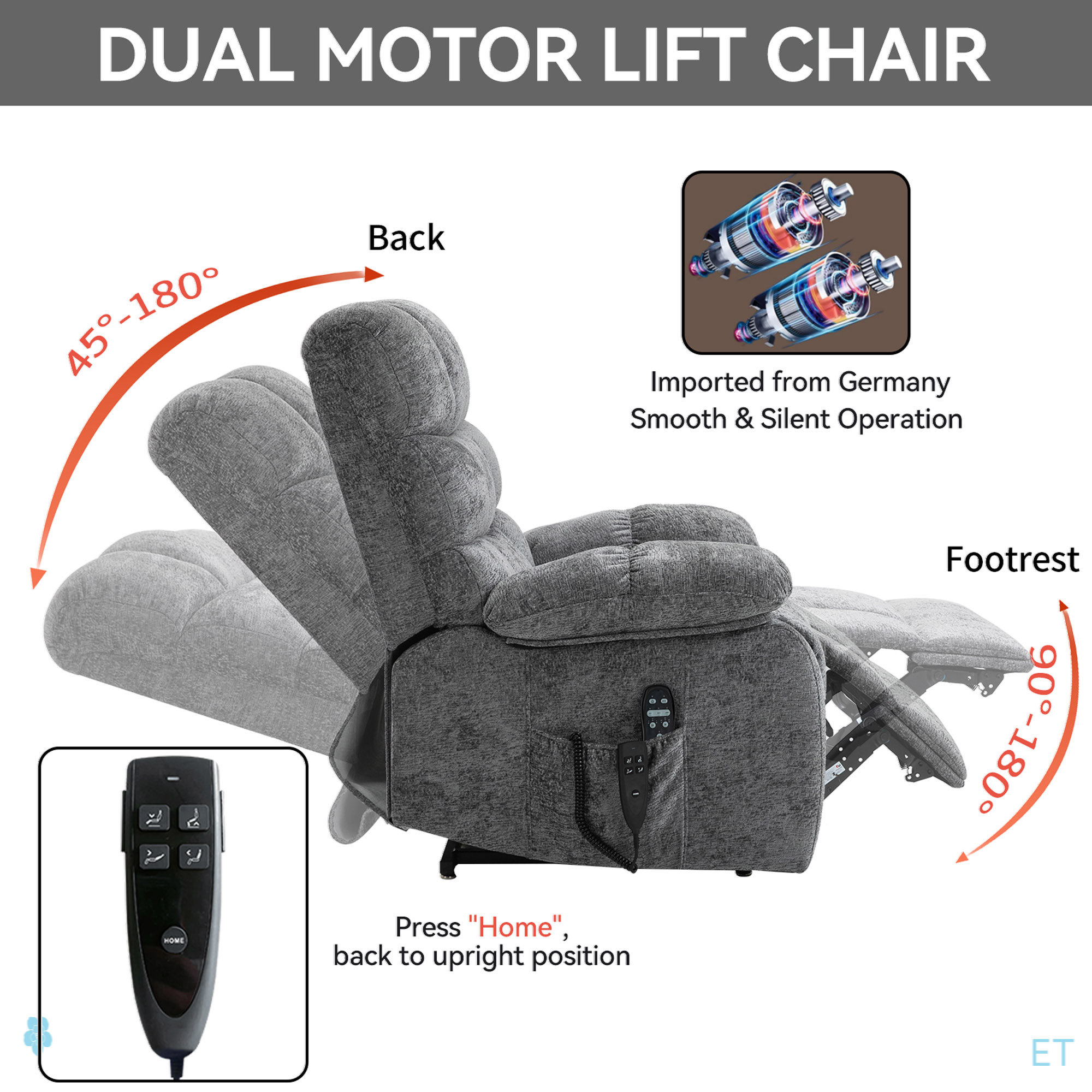 Latitude Run® Lift Recliner Chair Heat Massage Dual Motor Infinite ...