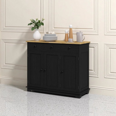 black distressed buffet table