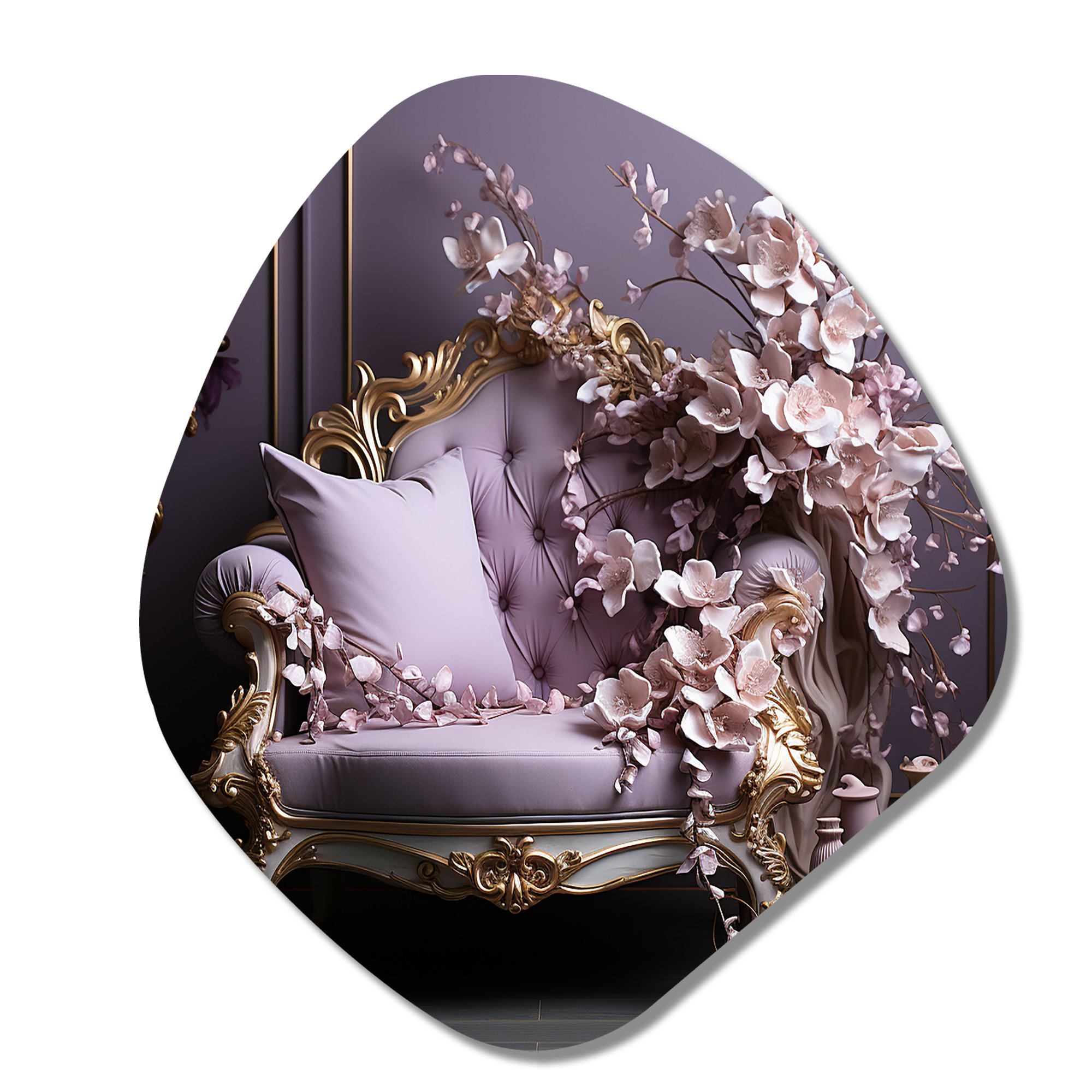 House of Hampton® Lilac Couch Adorned With Gilded Accents - Lilacs ...