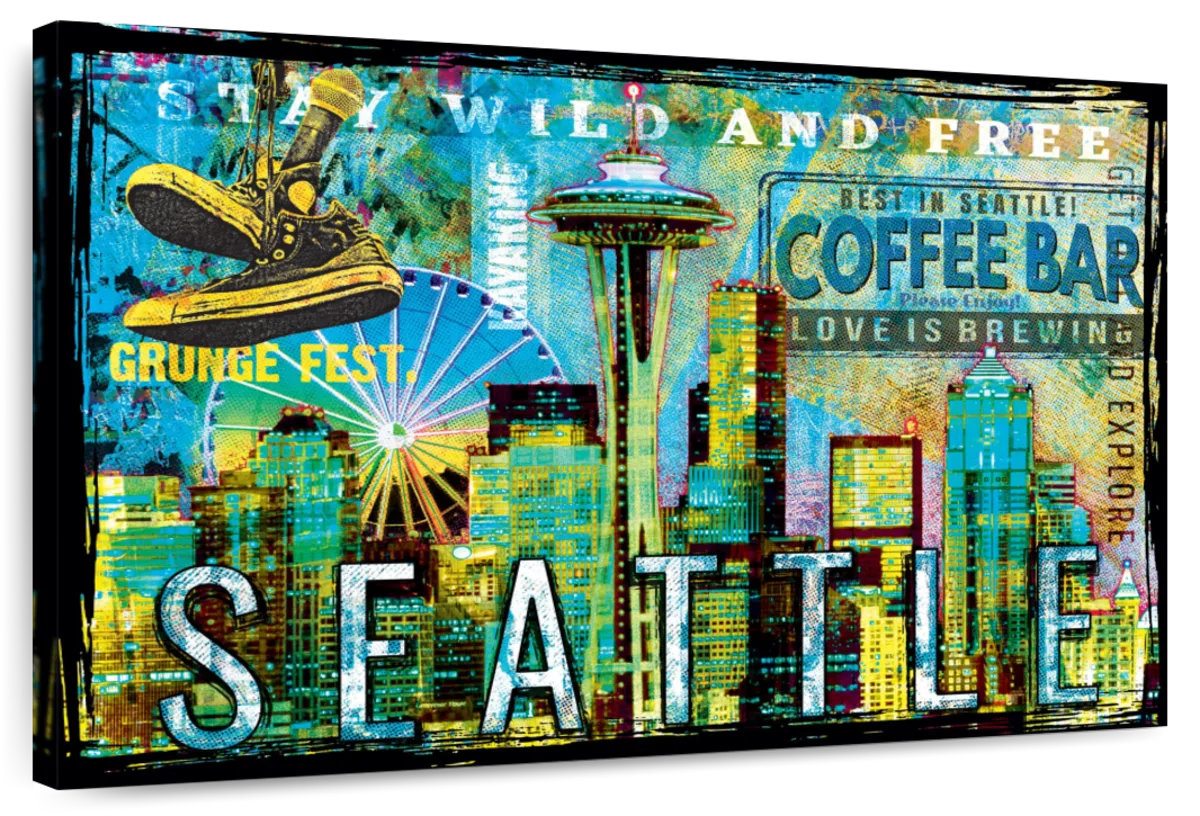 Ebern Designs Kavia Seattle Stay Wild And Free Grunge | Wayfair