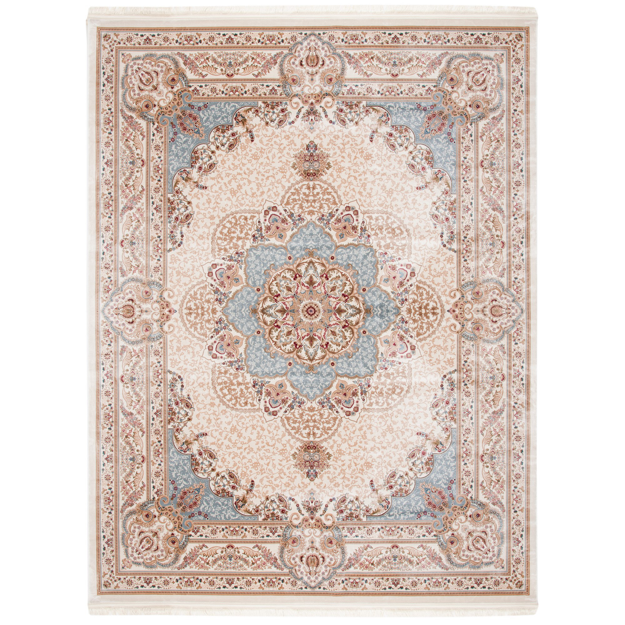 Bungalow Rose Blakeston Bambu Oriental Rug in Cream/Light Blue | Wayfair