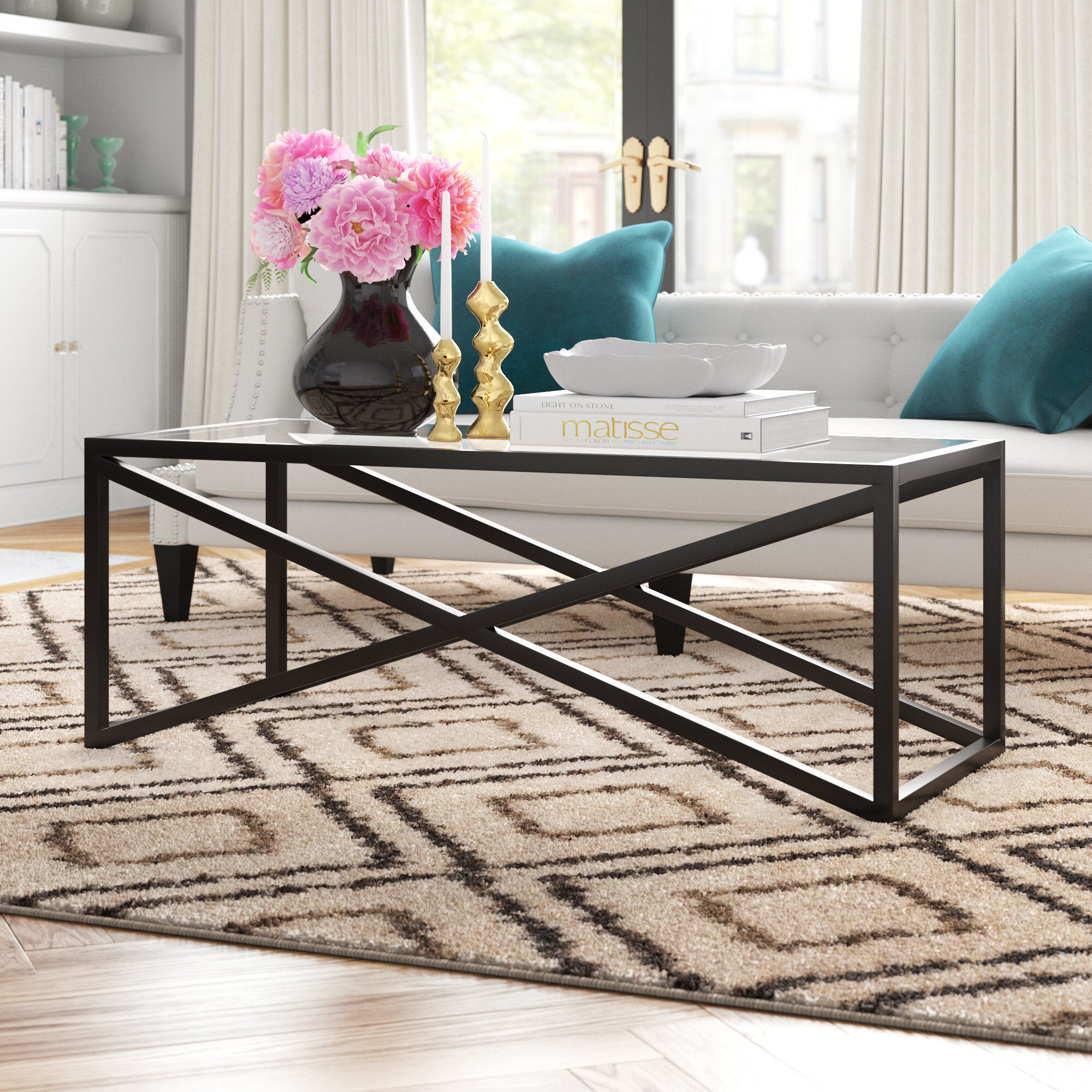 Mercer41 Calix Glass And Steel Coffee Table & Reviews | Wayfair