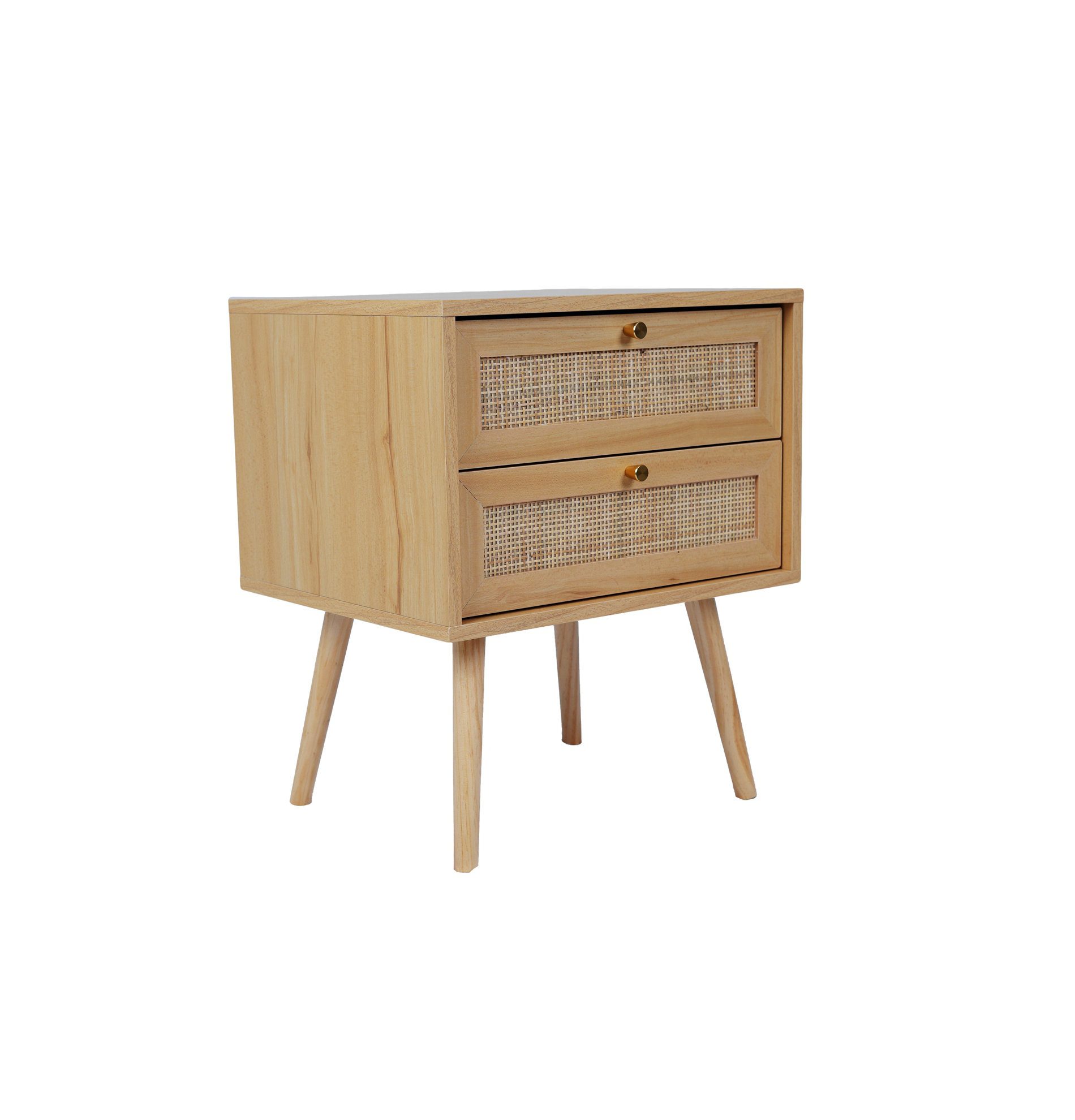 Bay Isle Home™ White Two-Drawer Rubber Wood Nightstand With Hidden ...