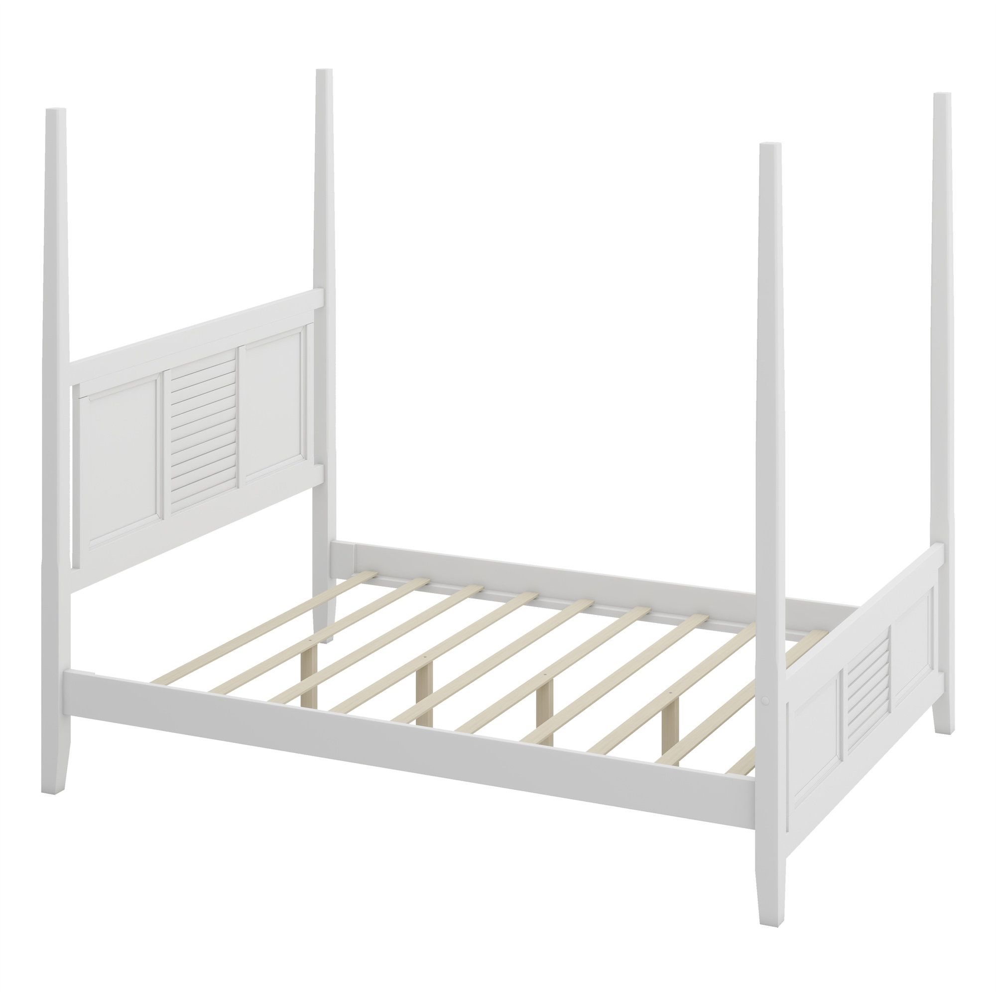 Lark Manor Wood Four Poster Bed With Horizontal Grille Design - Wayfair ...