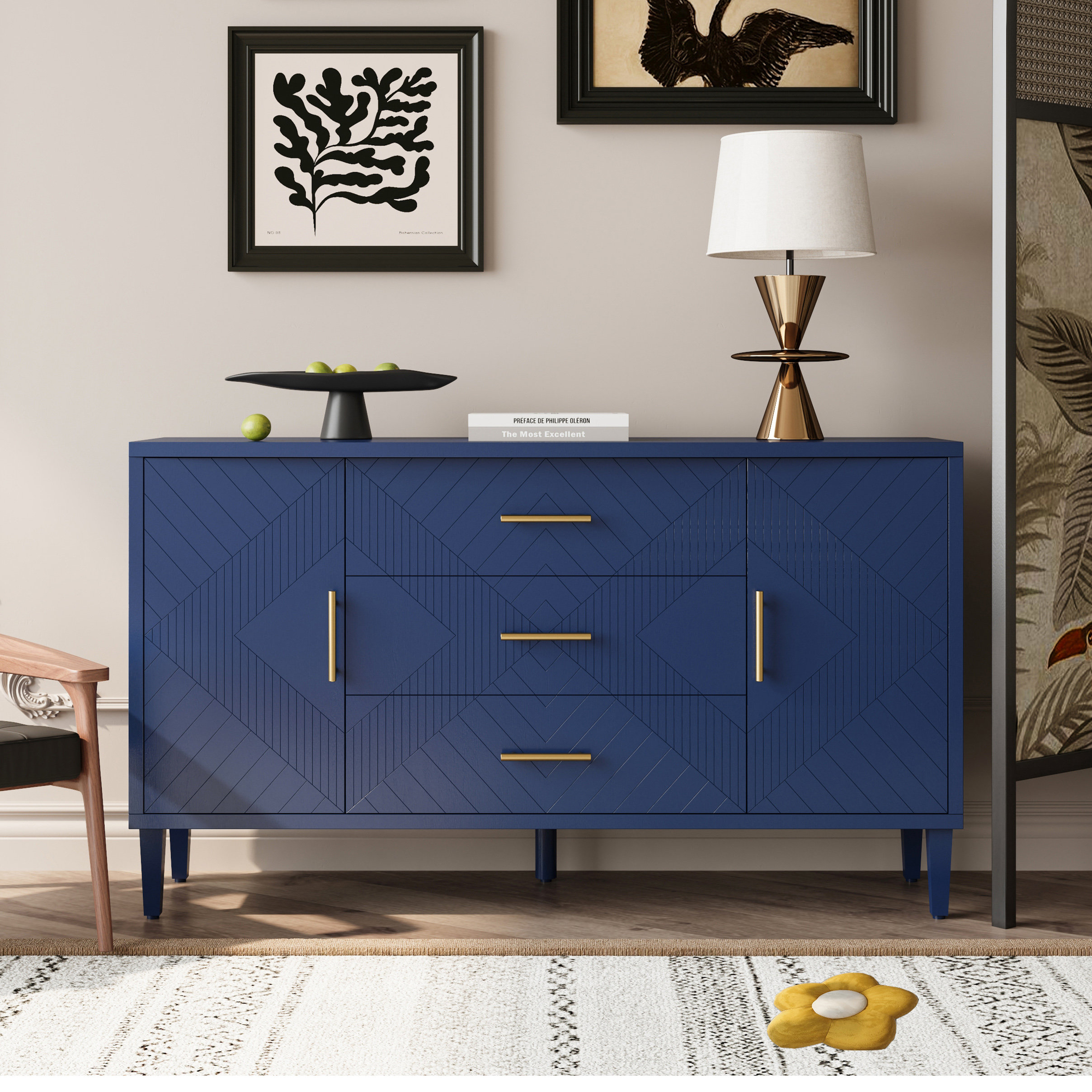 Lark Manor™ Multifunctional Storage Cabinet With Carved Effect With 2 ...