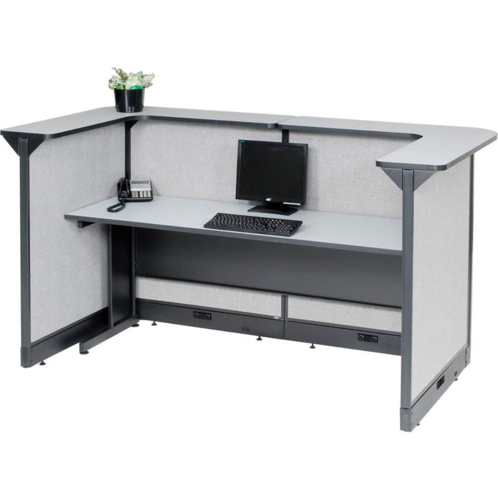 Interion U-Shaped Electric Reception Station, 88"W X 44"D X 46"H, Gray ...