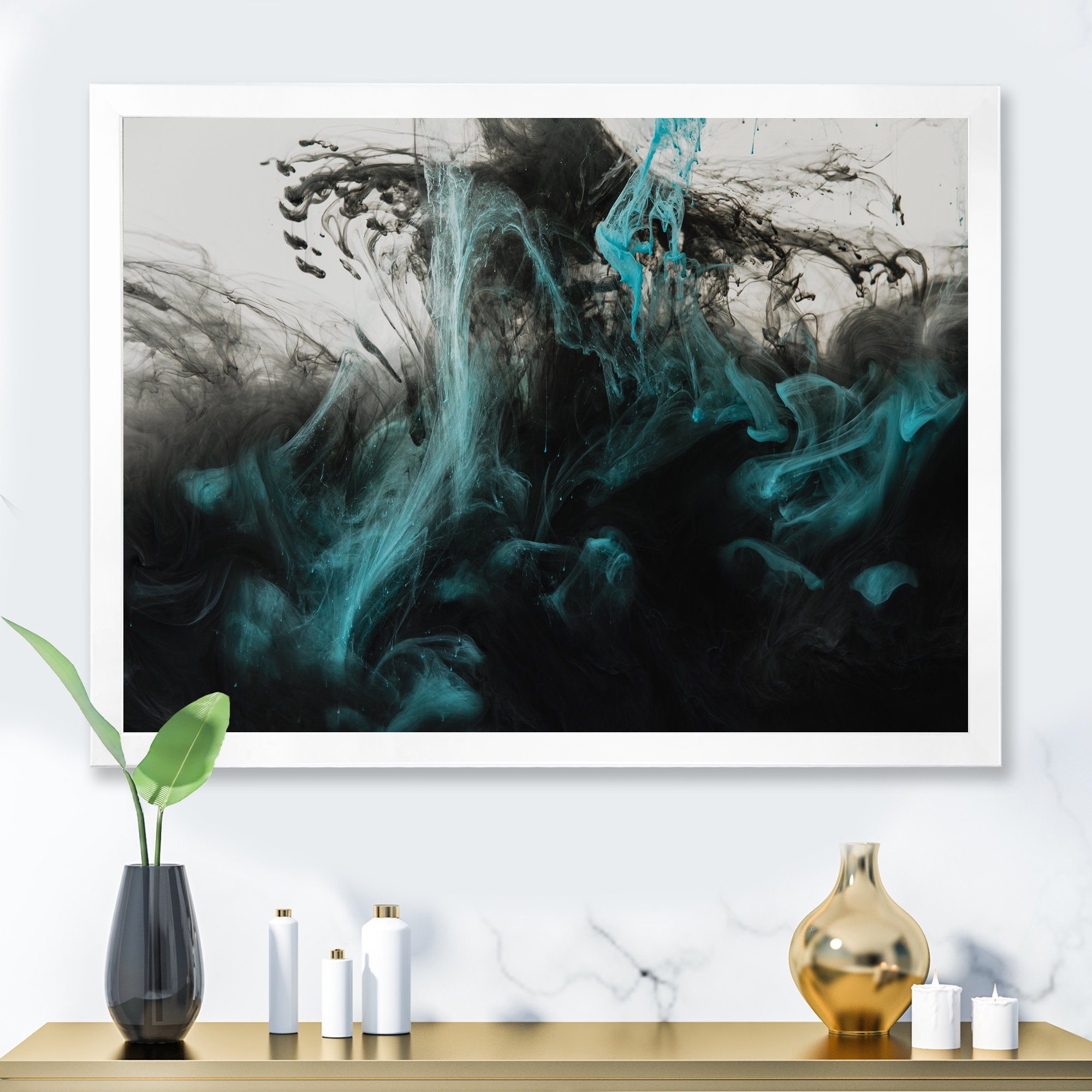 Wrought Studio Black & Turquoise Mixing Liquid Ink II " Black And ...