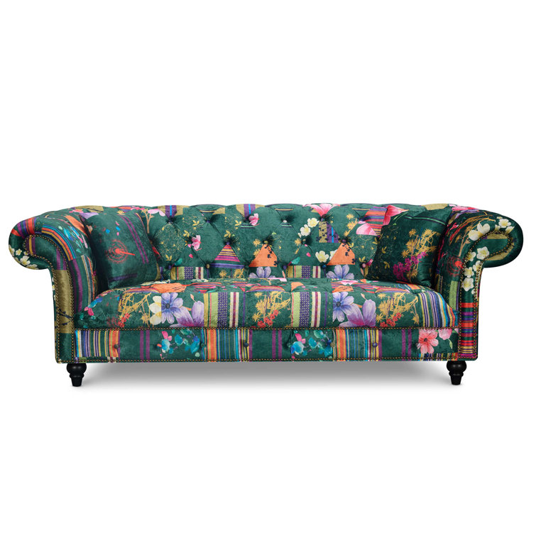 Latitude Vive Camaury Velvet Patchwork Sofa & Reviews | Wayfair.co.uk
