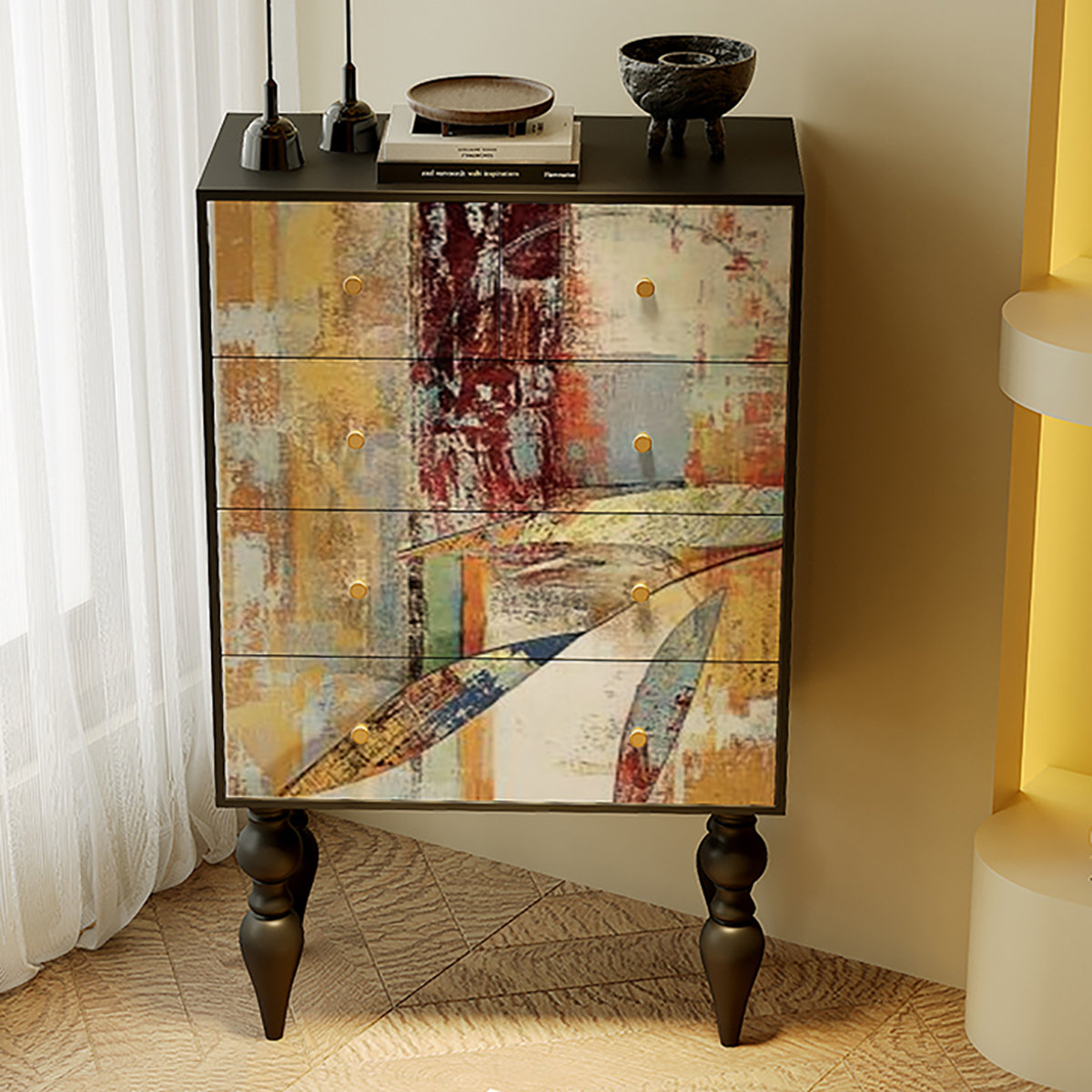 Ruthber Solutions French abstract art patterns decorative cabinet | Wayfair