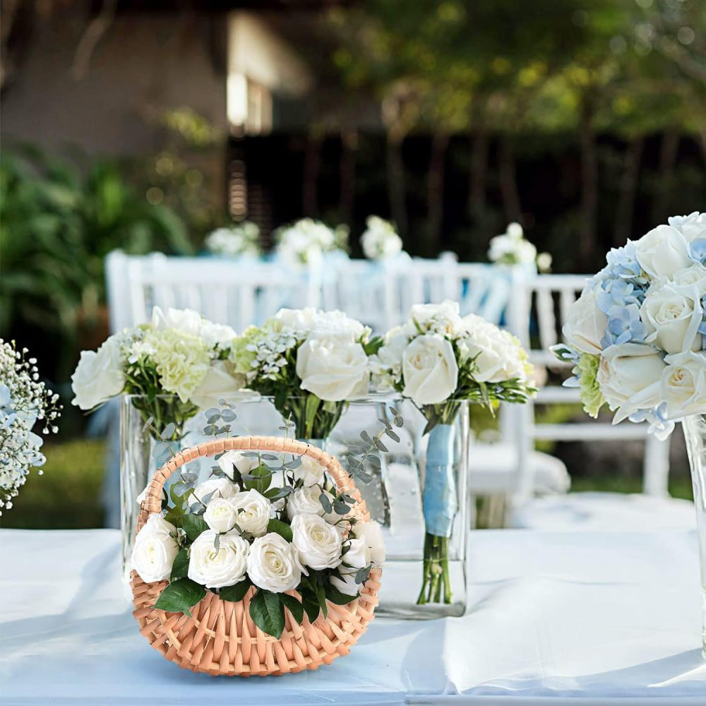 Bay Isle Home™ 2 PCS Unique Half Moon Rattan Basket, Wicker Flower ...