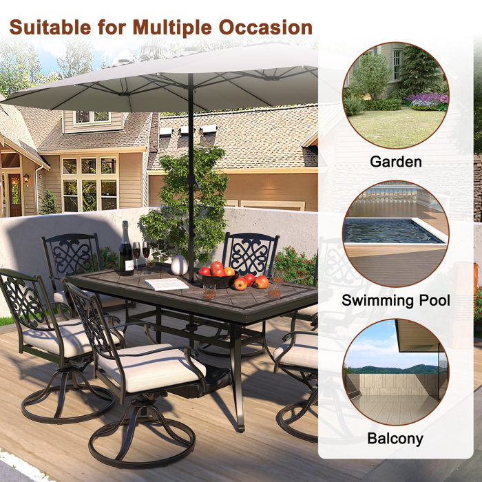 17 Stories Kamonie Ceramic Outdoor Dining Table | Wayfair