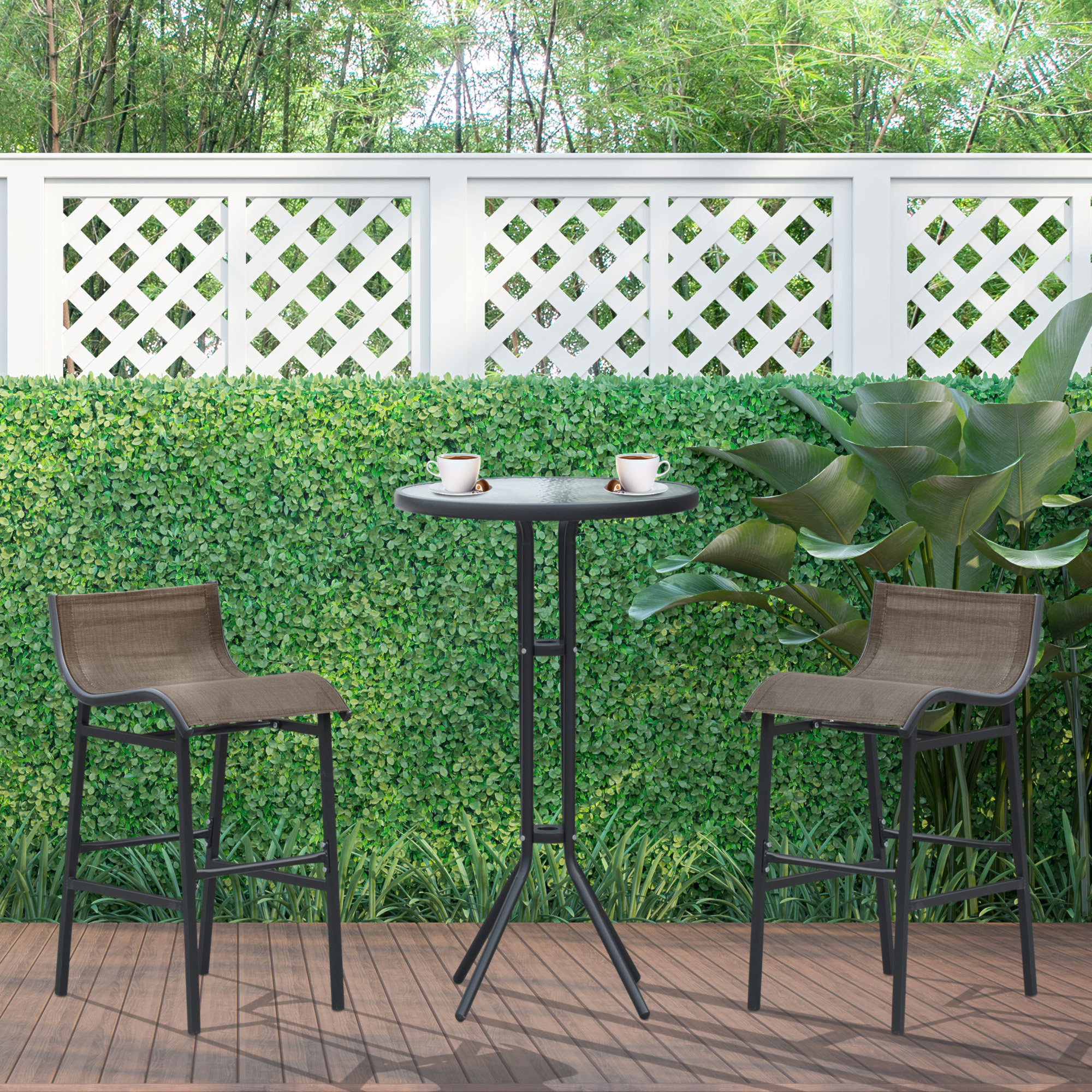 Astoria Grand Outsunny 3 Piece Bar Height Outdoor Bistro Set For 2 ...