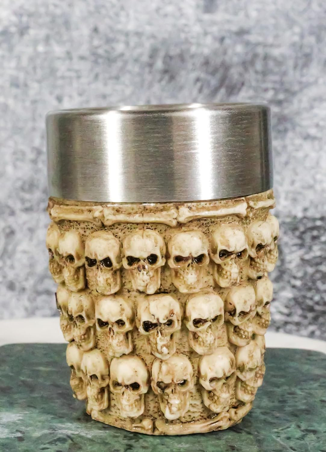 Millwood Pines Set Of 4 Gothic Ossuary Graveyard Morphing Skulls And Spine Bones Shot Glass ...