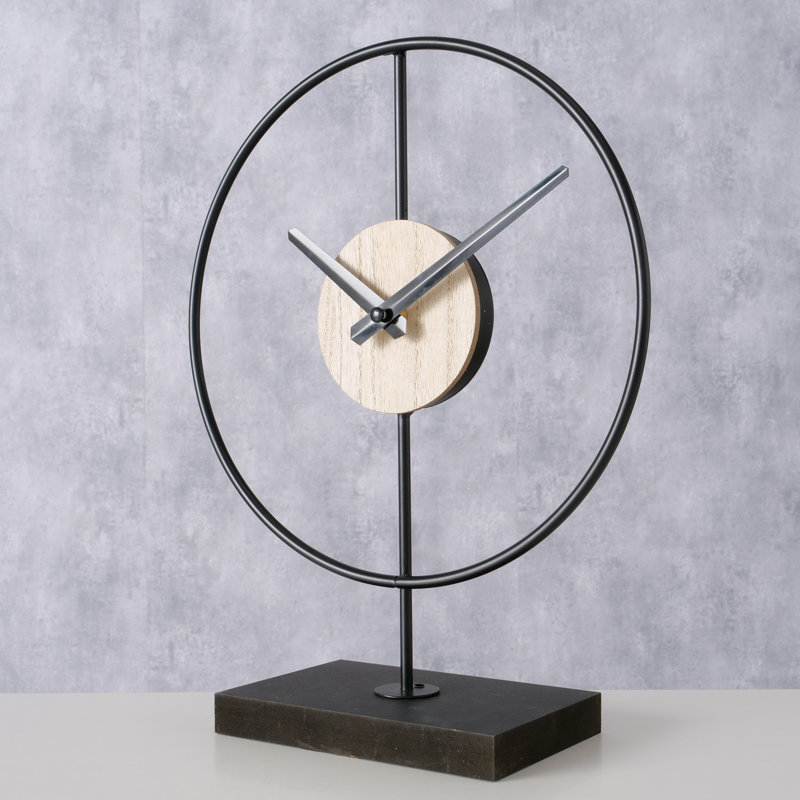 Ebern Designs Mid Century Modern Tabletop Clock in Black & Reviews ...