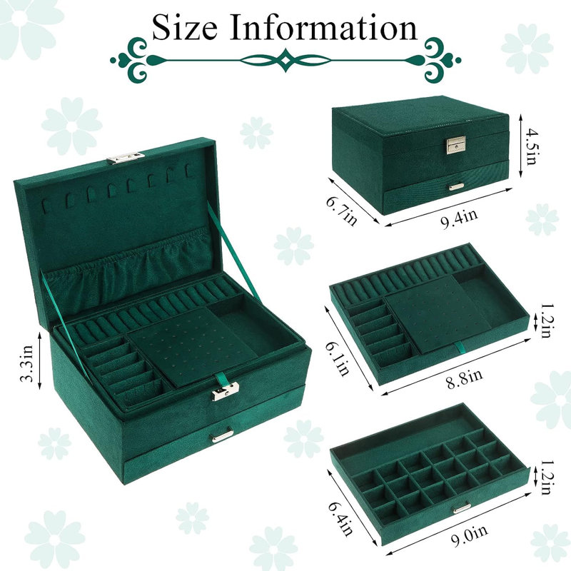 Mercer41 3-Layer Velvet Jewelry Boxes Display Storage Case with Lock ...