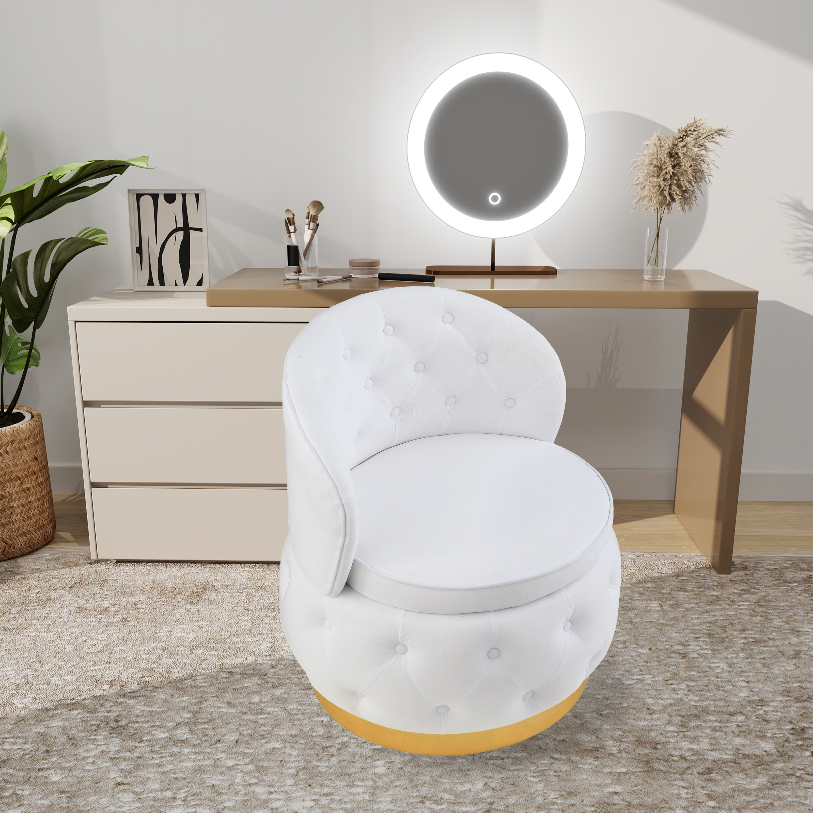 House of Hampton Swivel Cuddle Barrel Accent Storage Chairs | Wayfair