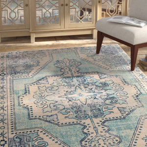 Langley Street Barleria Oriental Teal/Navy Area Rug & Reviews | Wayfair