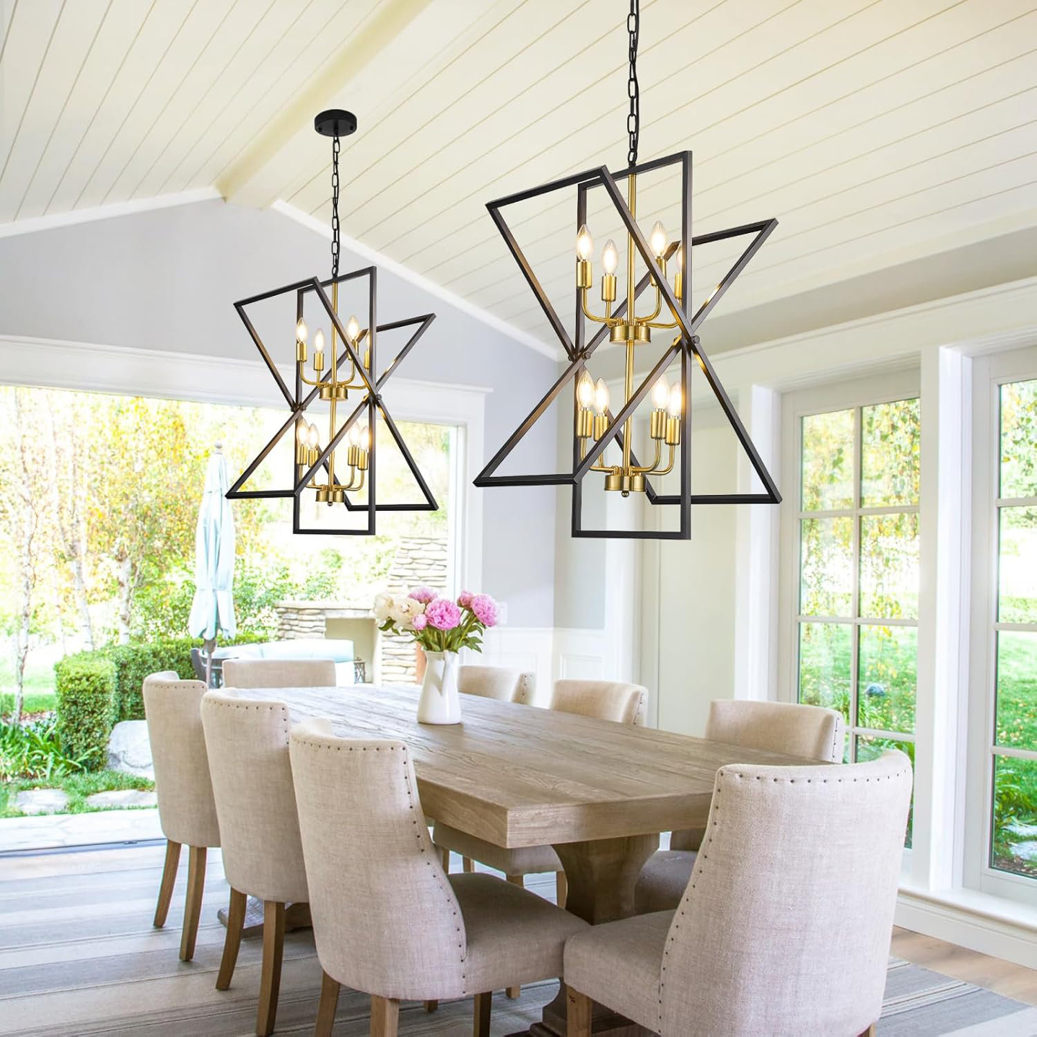 Gracie Oaks Chandelier, 8-Light Industrial Farmhouse Ceiling Pendant ...