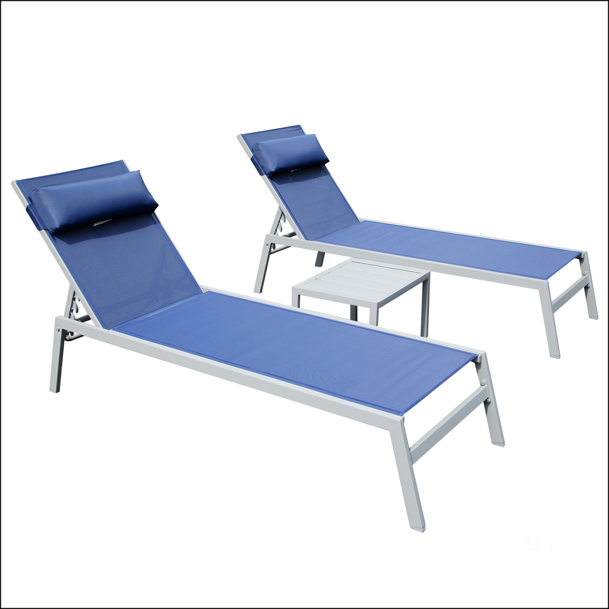Latitude Run® Aluminum Pool Lounge Chairs With Side Table | Wayfair
