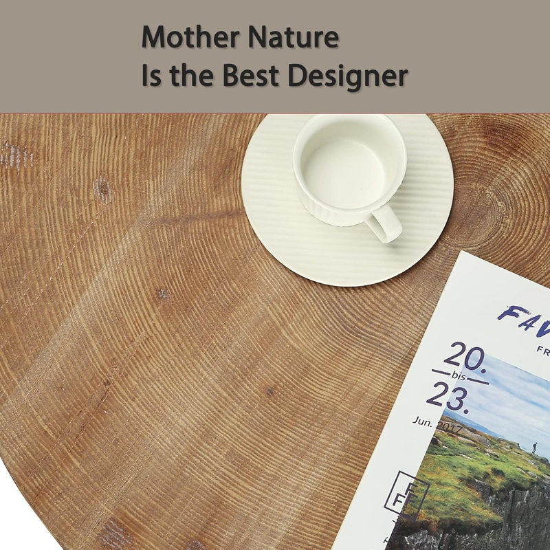 Loon Peak® Round Boho Wood Coffee Table - 29.1" Farmhouse Natural ...