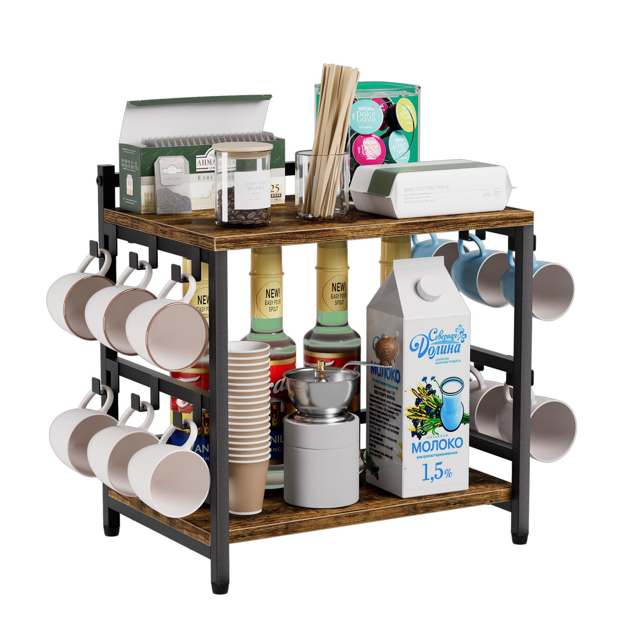 Crestone Coffee Bar Organizer For Countertop, 2-Tier Coffee Mug Storage ...