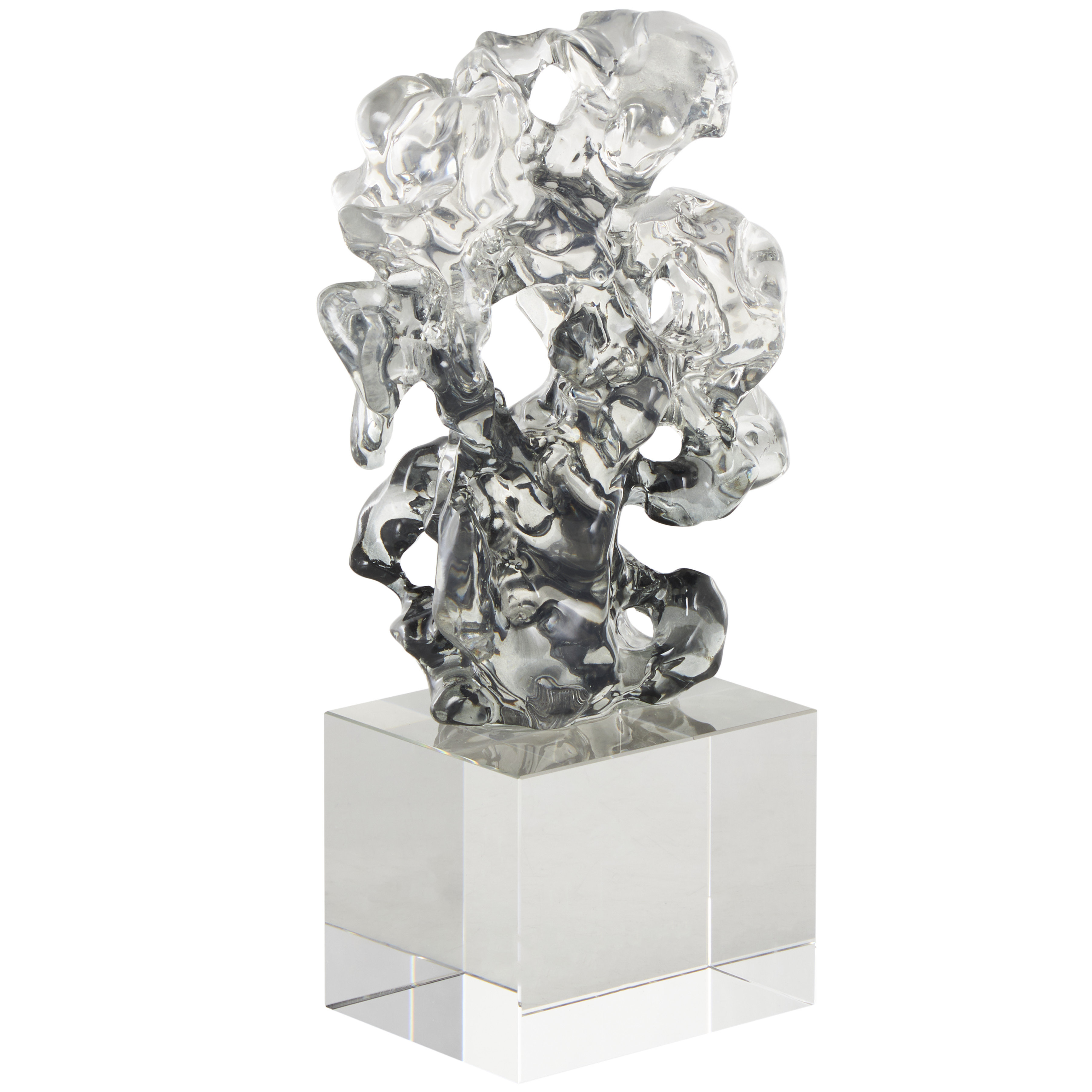 Mercer41 Wakeem Glass Freeform Abstract Decorative Clear Sculpture with ...