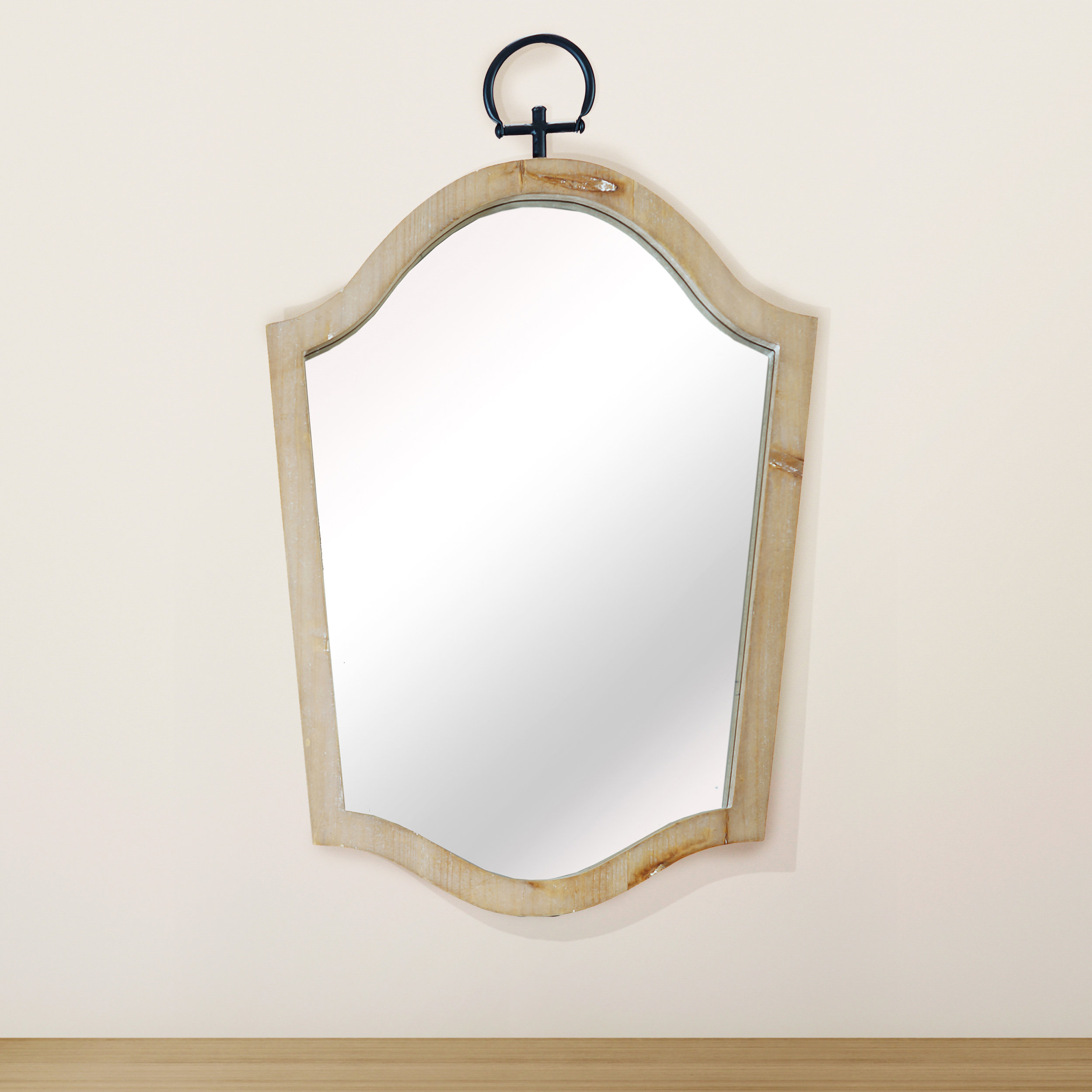 Ophelia & Co. Wood 23.5 in. Brown Fancy Shaped Decorative Mirror | Wayfair