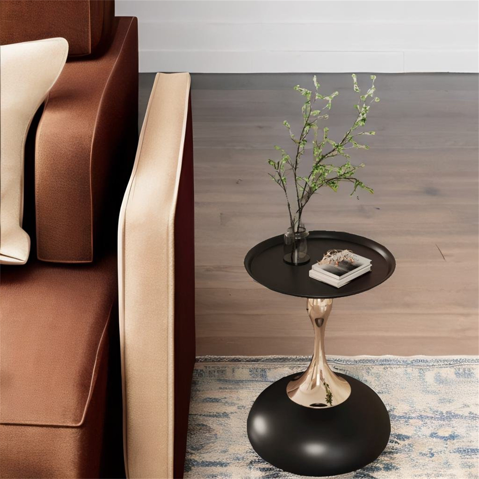 House of Hampton Minimalist Round Side Table,luxury Design Iron End ...