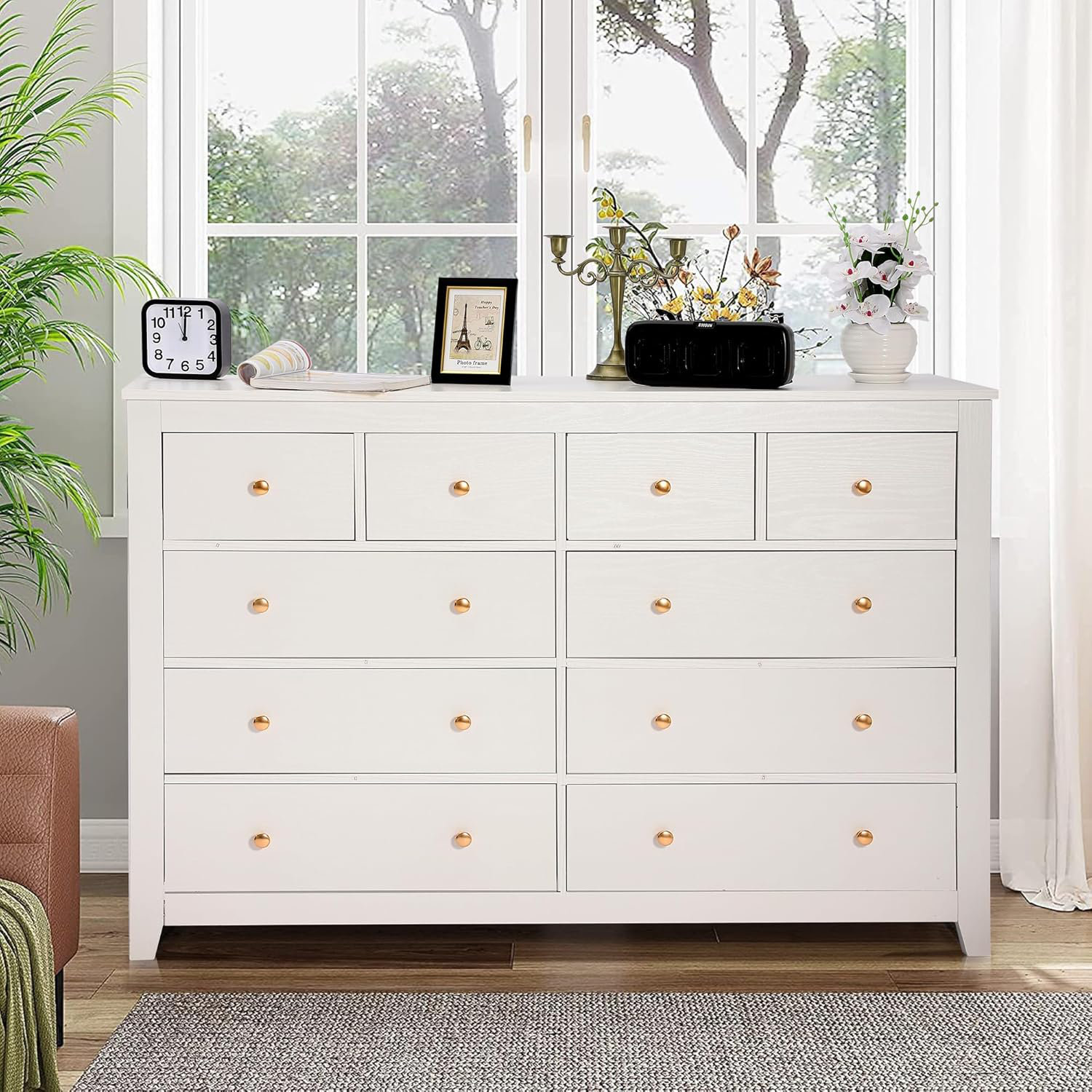 Winston Porter 10 Drawer Dresser for Bedroom, 52" Chest of Drawers with ...