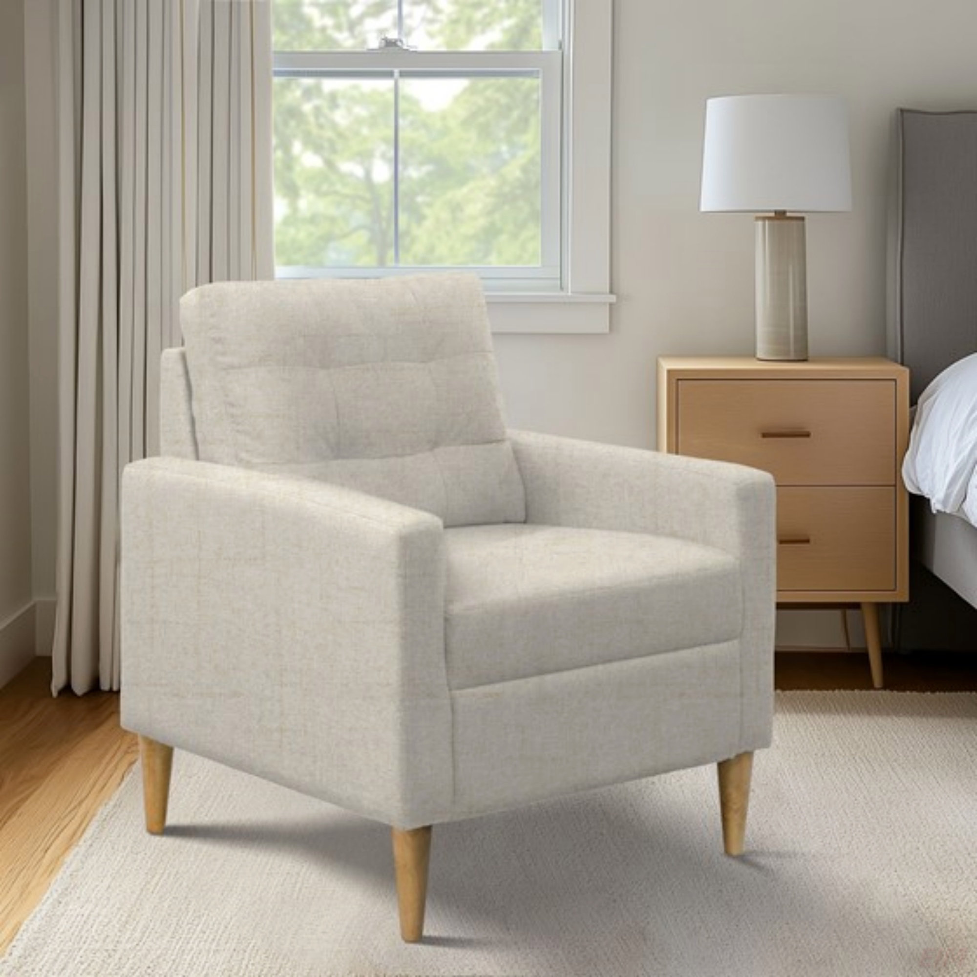 Latitude Run® Tufted Back Accent Chair Cream See Below (Accent Chair ...