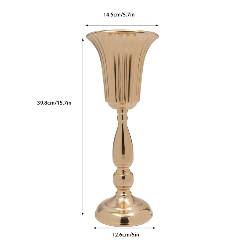 FRONG Trumpet Gold Tabletop Centerpiece Flower Vase Decoration | Wayfair