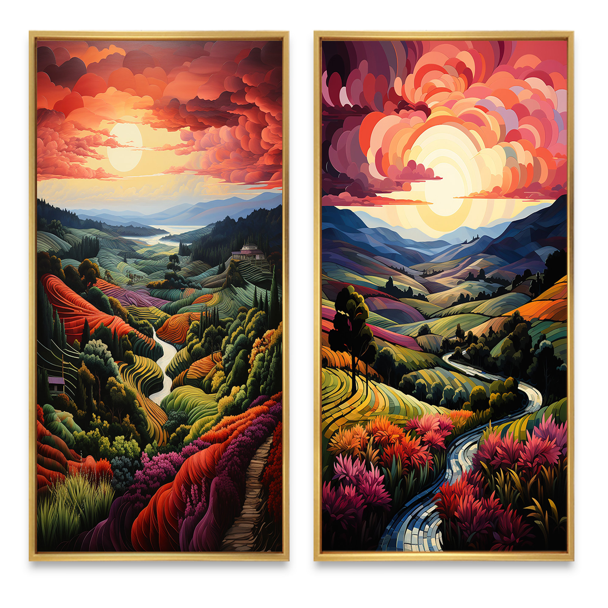 Millwood Pines Green Purple Vineyard Rows Of Ruby - Wall Art For ...